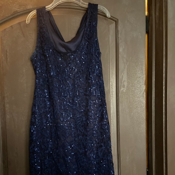 Onyx Nite | Dresses | Onyx Nite Sequin Lace Dress Navy Blue Size | Poshmark